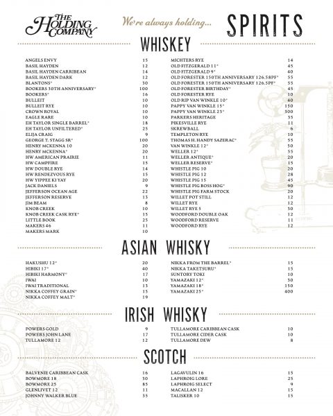 Menus - The Holding Company